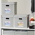RIHJIN-Fabric Clear Window Cube with Lid, 12" x 12" Storage Bin, 3-Pack ...