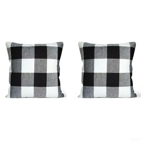 Pack of 2 Red White Buffalo Check Cushion Covers Stripe Gingham Pillow ...