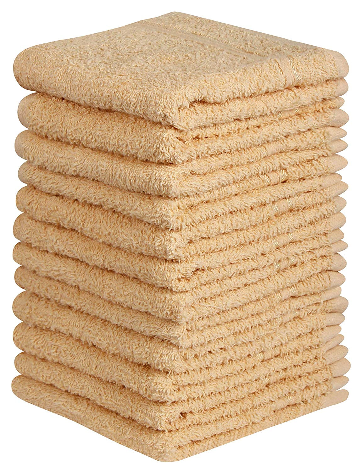 Beauty Threadz 12 Pack 100% Cotton wash Cloths (Beige, 12 x 12 ...