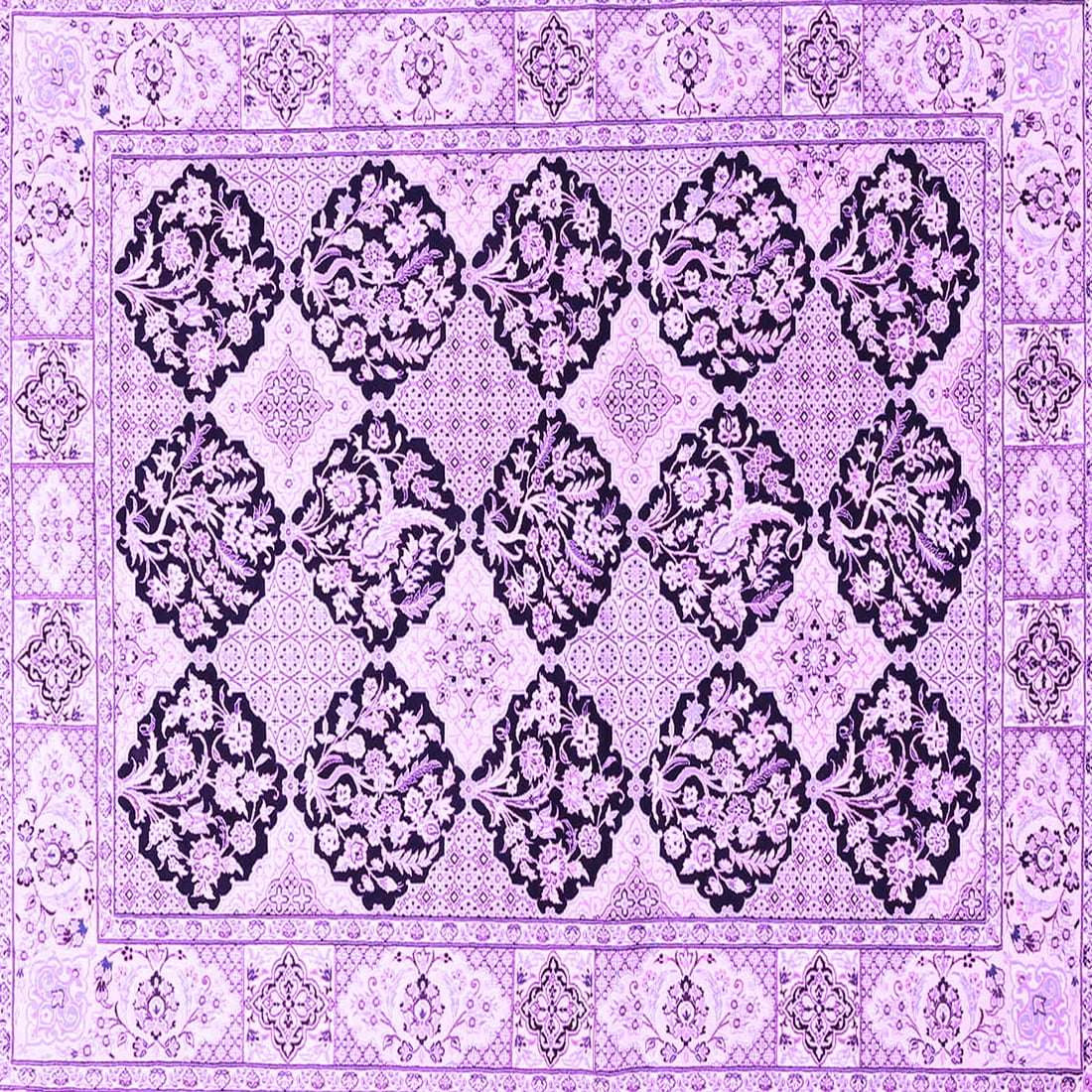 Ahgly Company Indoor Square Persian Purple Traditional Area Rugs, 6 ...