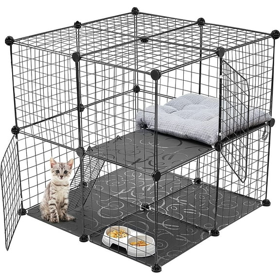 JTAOT Large Cat Enclosure Wooden Cage Catio Pet Outdoor Playhouse Run ...