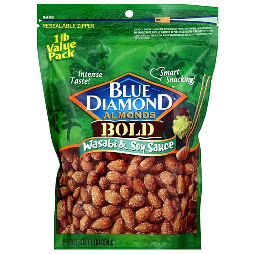 Blue Diamond Wasabi & Soy Sauce Almonds, 16 Oz, 6 Pack - Walmart.com