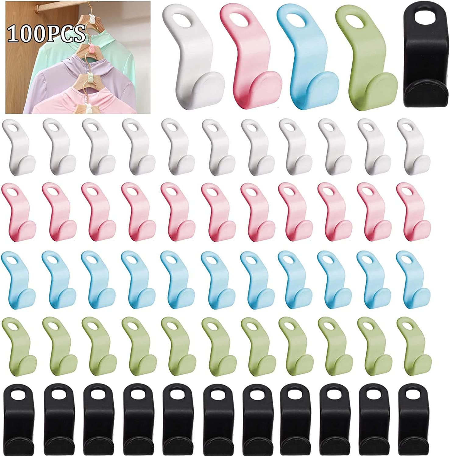 100PCS Clothes Hanger Connector Hooks, Cascading Hanger Hooks for Heavy ...