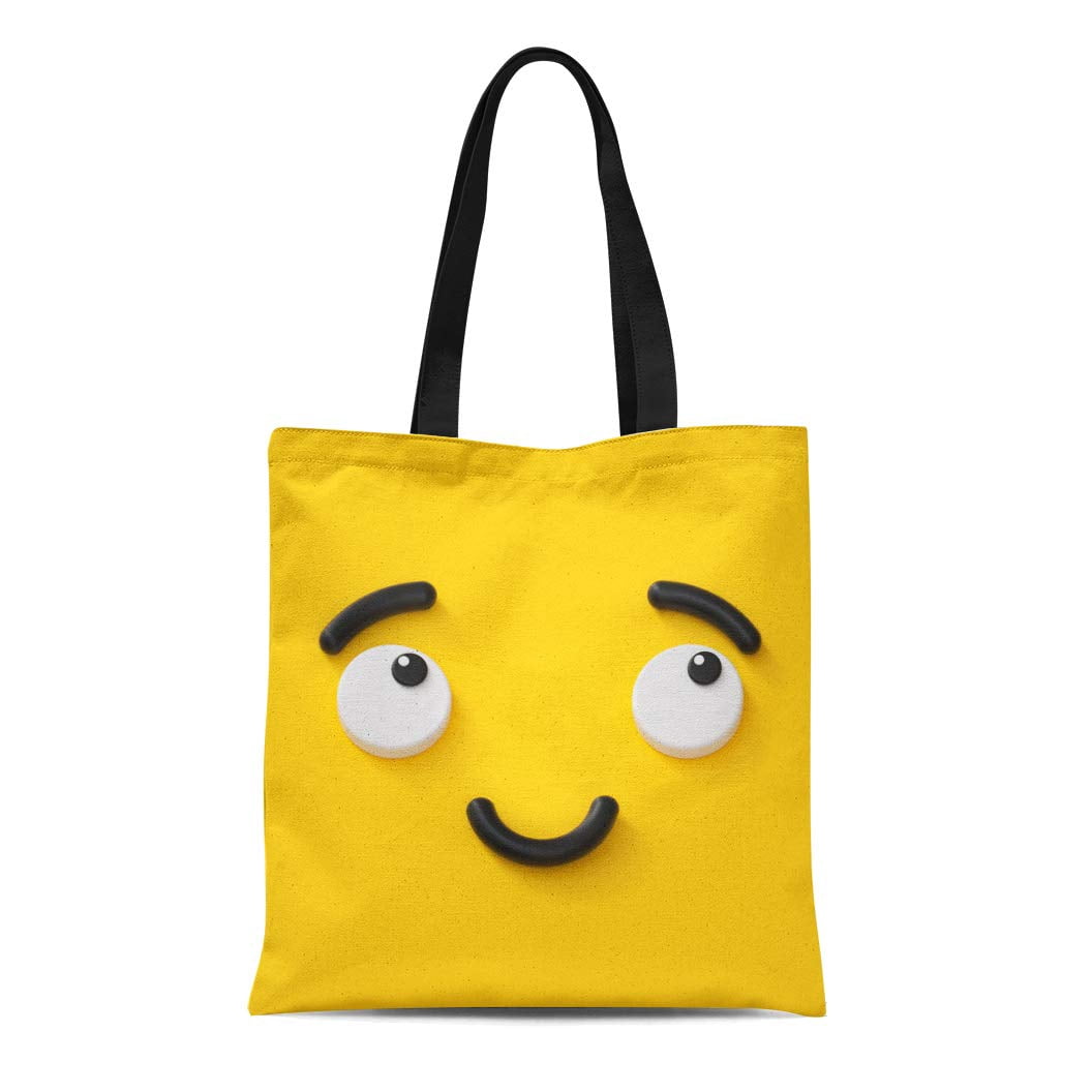 SIDONKU Canvas Tote Bag 3D Render Cute Emotional Cartoon Face Shy ...