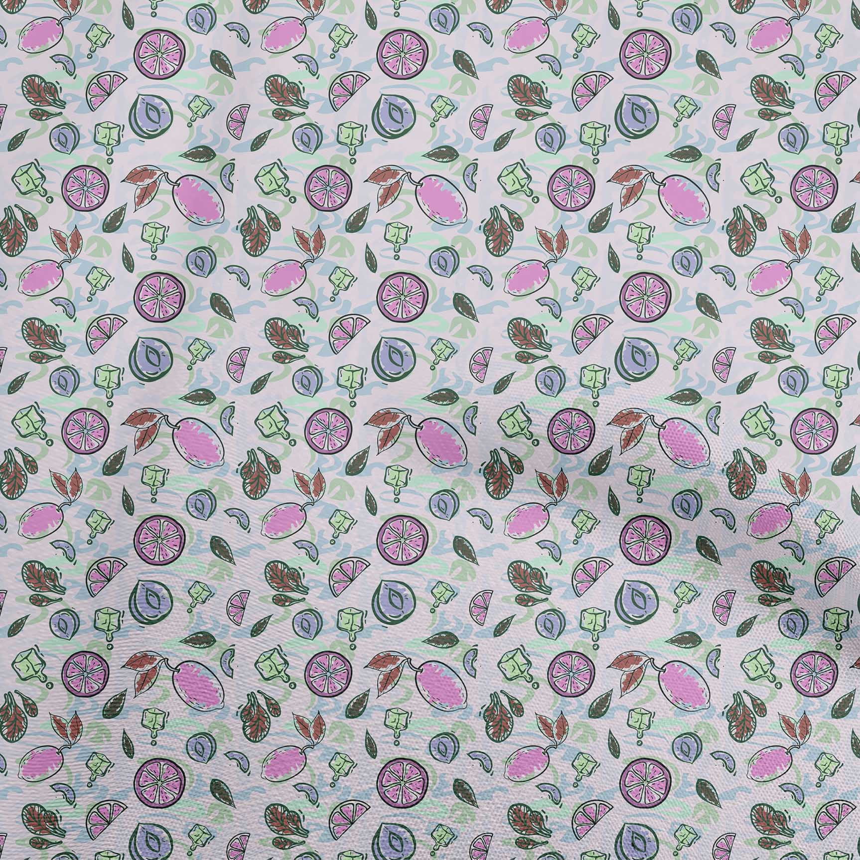 oneOone Cotton Poplin Pale Pink Fabric Fruits Quilting Supplies Print ...
