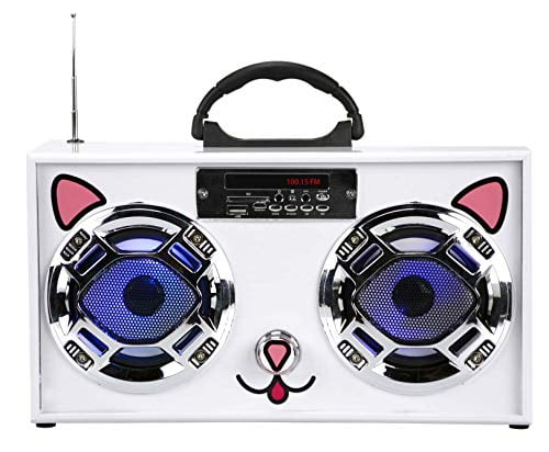 Mini Boombox with LED Speakers -Retro Bluetooth Speaker w/Enhanced FM ...