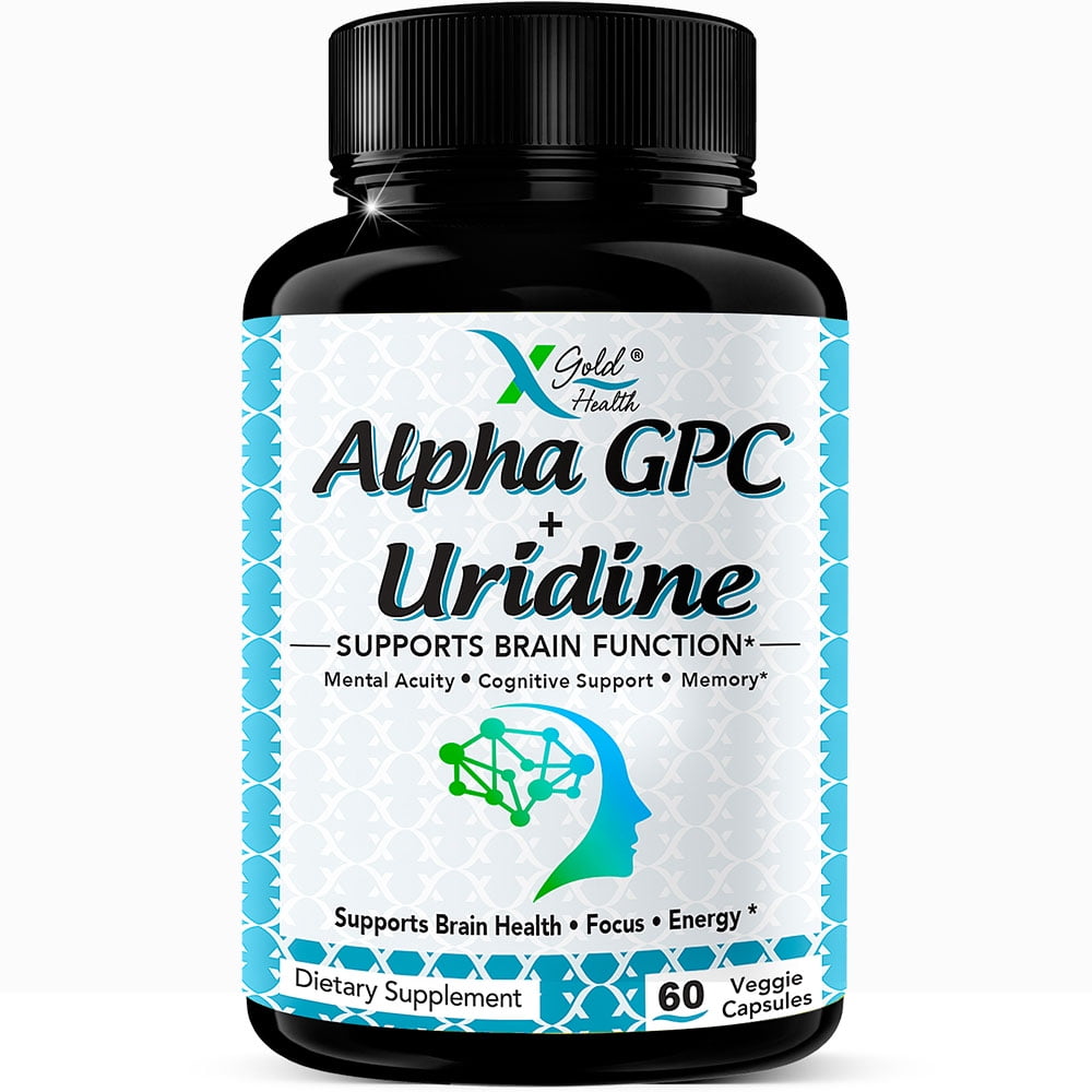 Alpha Brain Alpha GPC Choline 600mg with Uridine 2-in-1 Nootropic ...