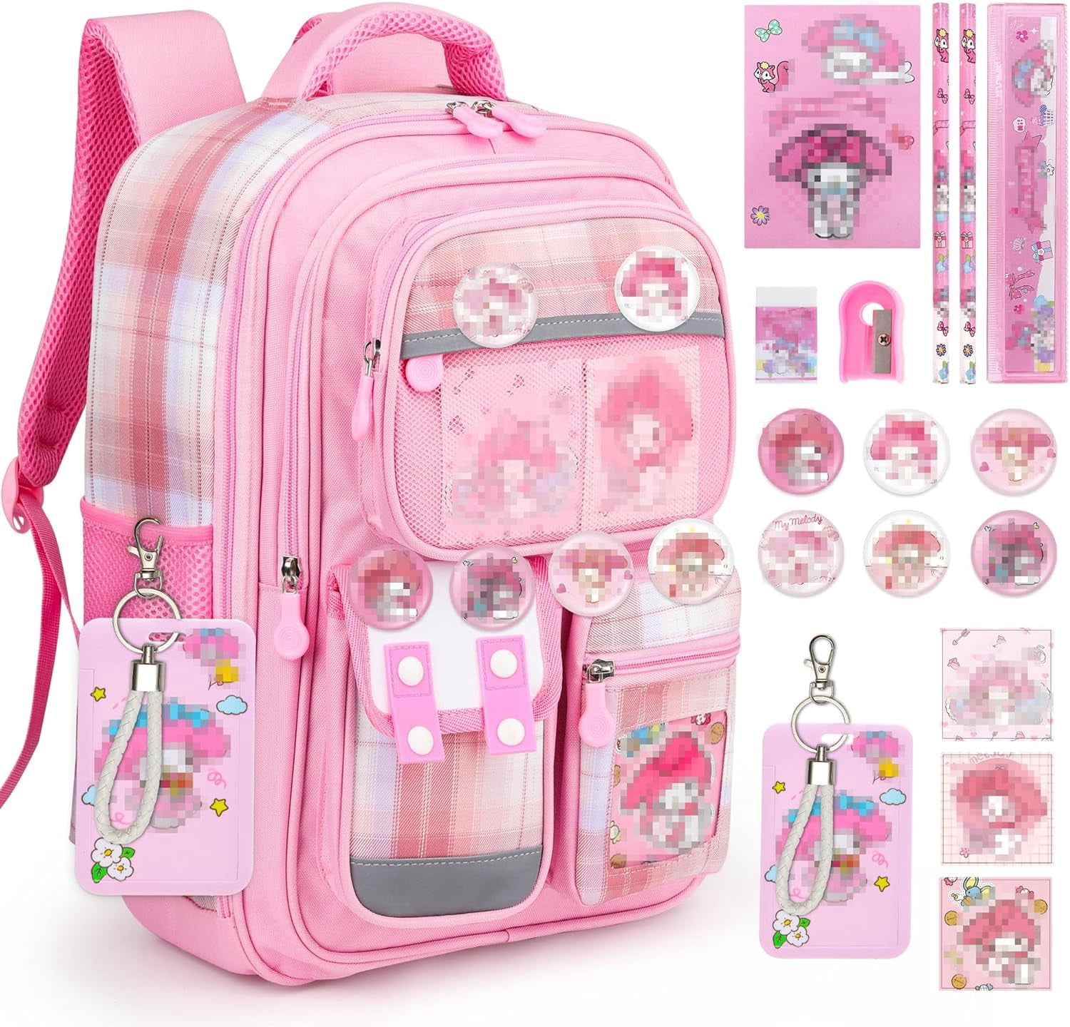 Bonita mochila de anime: mochila escolar para estudiantes con pines ...