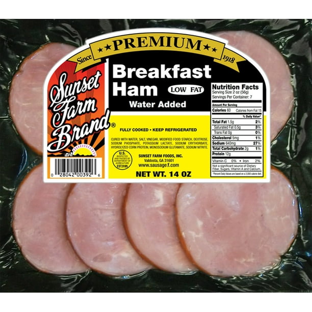 Sunset Farm Foods Smoked Breakfast Ham, 14 oz., 8 Count, Refrigerated ...