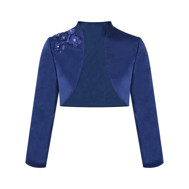 iEFiEL Kids Girls Satin Bolero Shrug Flower Girls Jacket Long Sleeve ...
