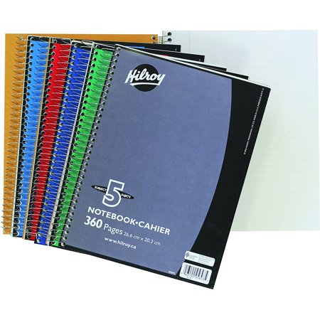 Hilroy Coil 5-Subject Notebook, Wide Ruled, 10.5 X 8 Inches, 360 Pages ...