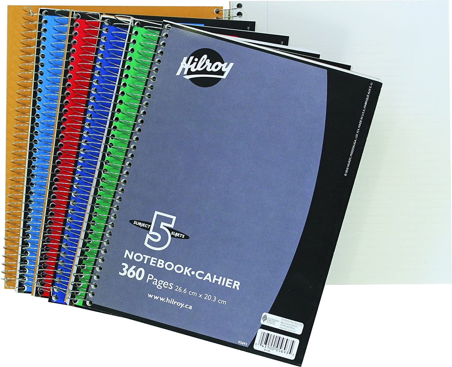 Hilroy Coil 5 Subject Notebook Wide Ruled 10 5 X 8 Inches 360 Pages
