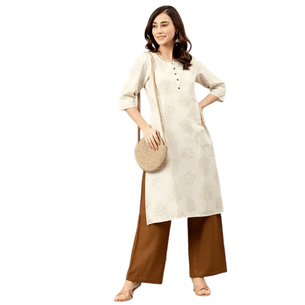 Click here for Dweep Sara Beige Cotton Flex Kurta With Palazzo Se... prices