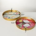 Free Shipping! Sullivans Round Floral Tray Set of 2 with Handles ...