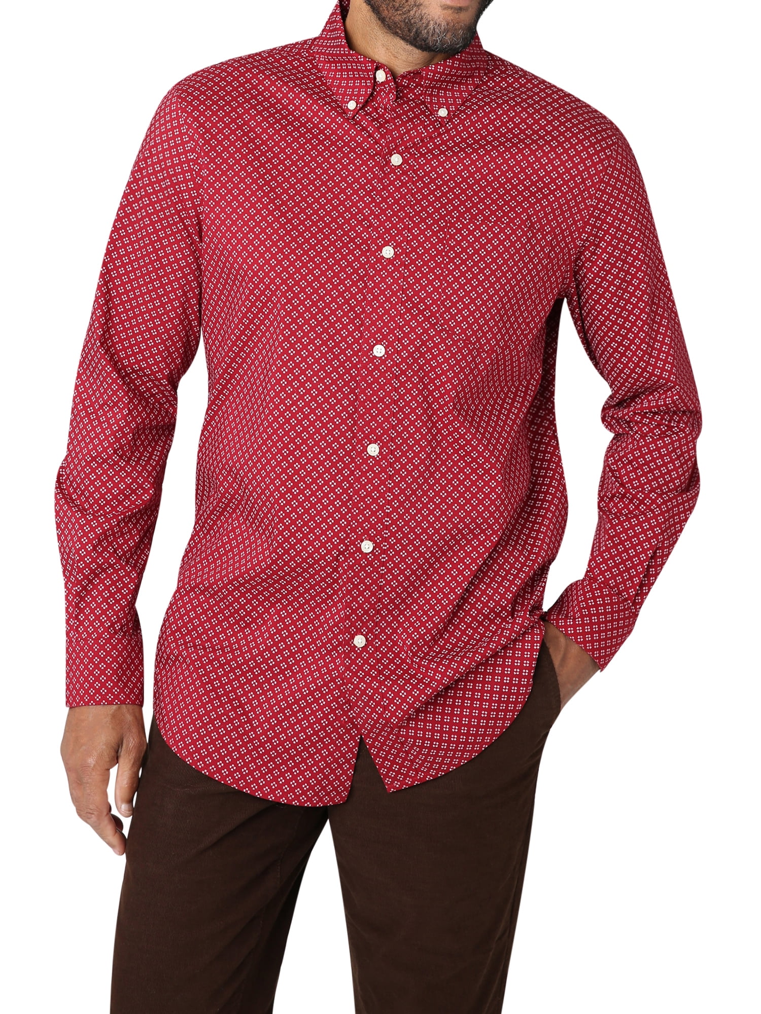 Chaps Men's Long Sleeve Sustainable Easy Care Woven Shirt -Sizes XS up ...