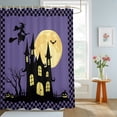 Bathroom Shower Curtain Halloween Haunted Castle Witch Moon Night ...