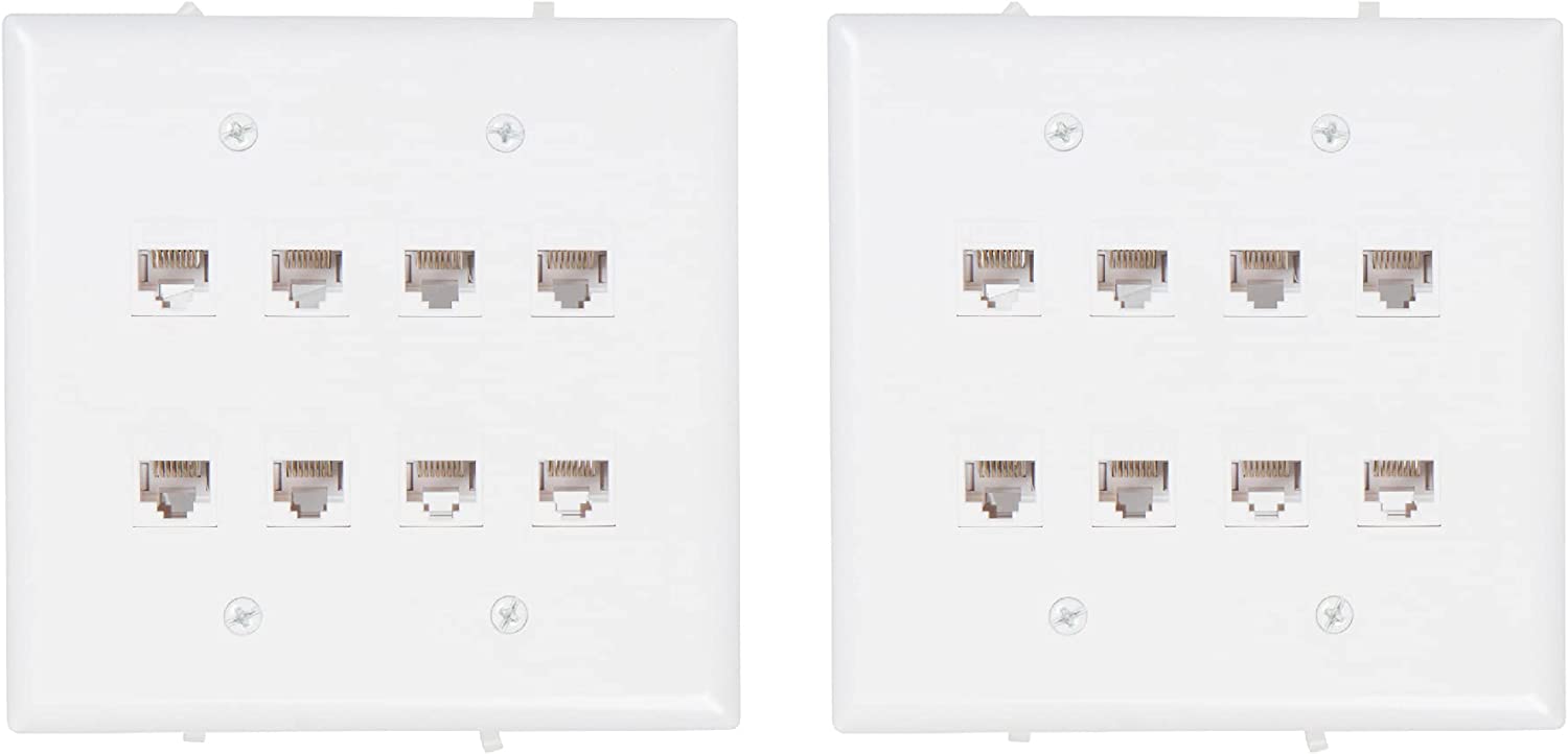 Buyer’s Point 8 Port Gang Ethernet Cat6 RJ45 Network Wall Plate – White ...