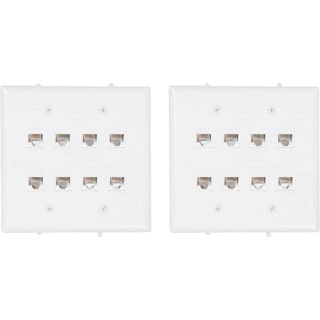Buyer’s Point 8 Port Gang Ethernet Cat6 RJ45 Network Wall Plate – White ...