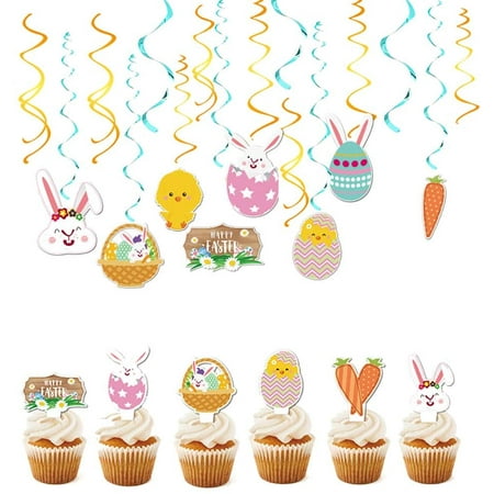 Easter Hanging Swirl Decorations 42pcs Easter Decorations Easter Egg ...