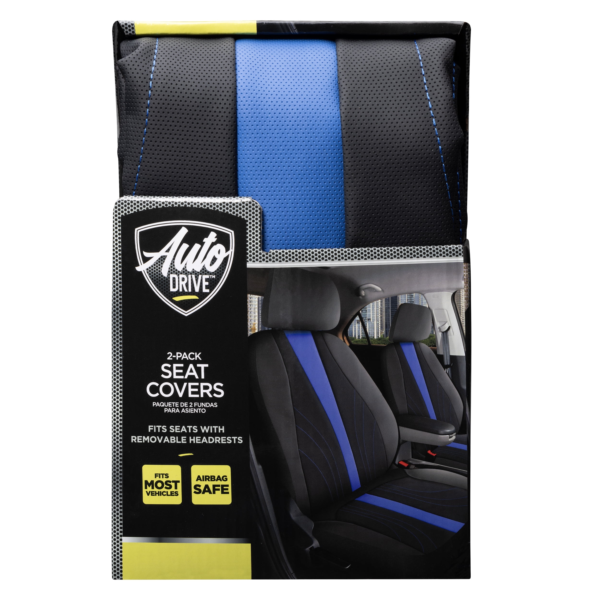 Auto Drive 2 Piece Black Blue Marlo Seat Covers Walmart