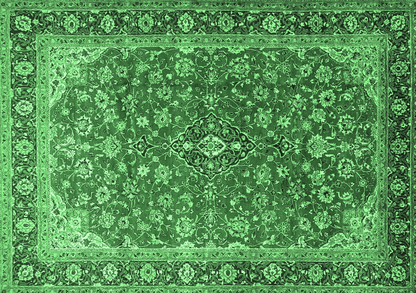 Ahgly Company Indoor Rectangle Medallion Emerald Green Traditional Area ...
