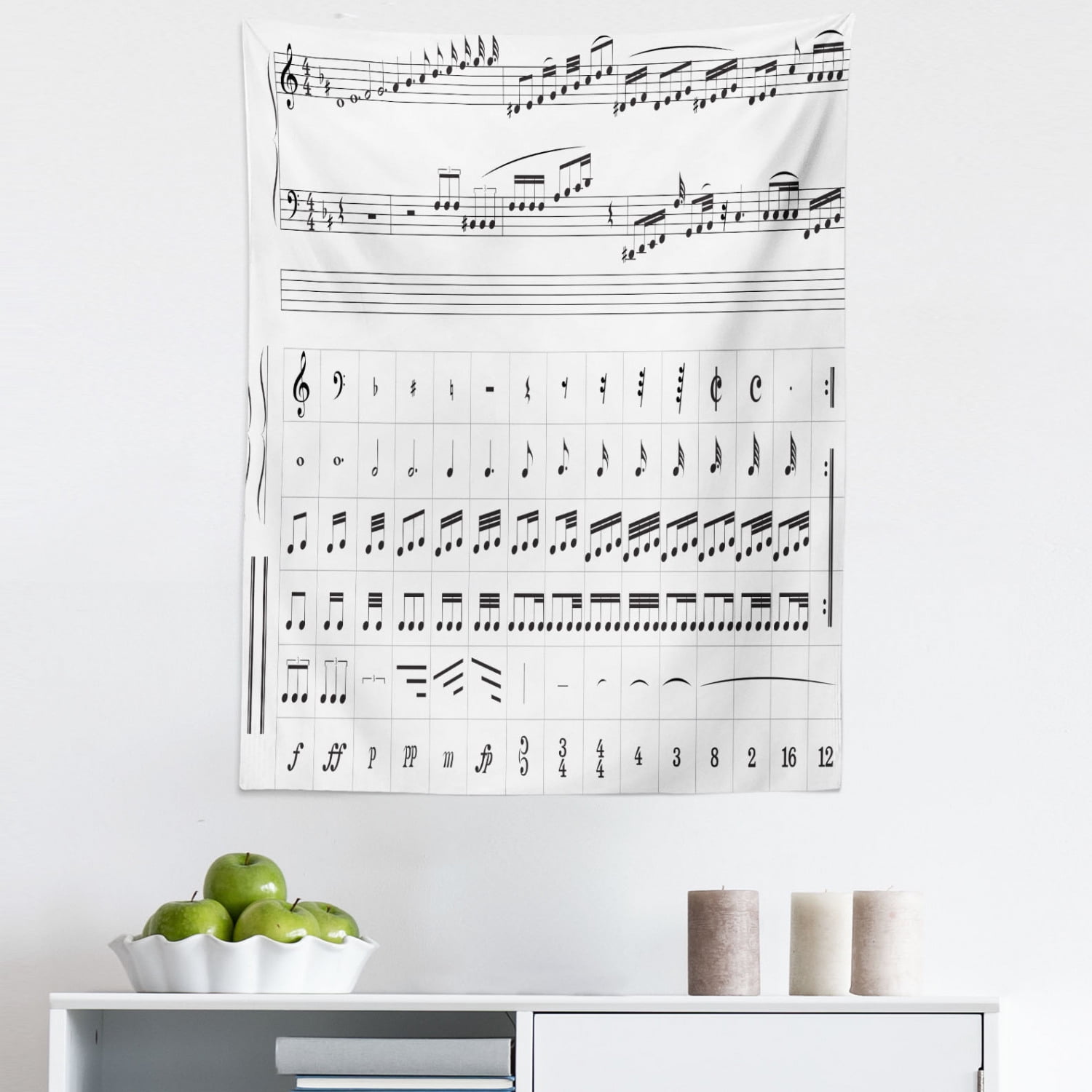 Music Note Tapestry, High Detailed Composition of Musical Motifs ...