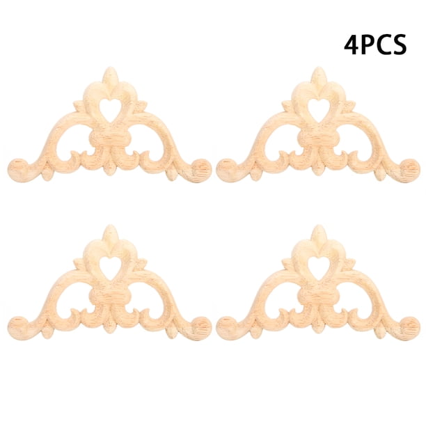 Carved Applique,4pcs Wood Carved Corner Wood Applique Wood Corner Decal ...