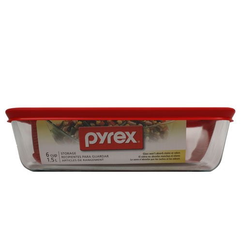 Pyrex Simply Store 6-Cup Rectangular Glass Food Storage - Walmart.com