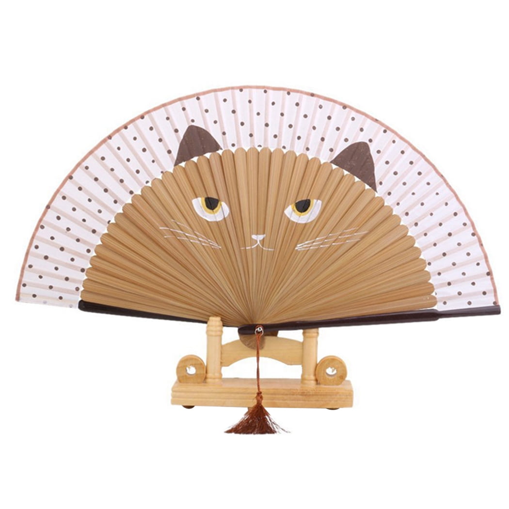 Click here for Nobrand Folding Fan Creative Cute Cat Print Handma... prices