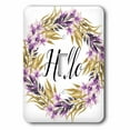 3dRose Hello In A Pretty Purple and Gold Floral Wreath Illustration ...