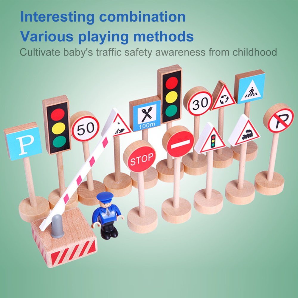 Click here for Generic 16pcs Wooden Traffic Signs Playset Colorfu... prices