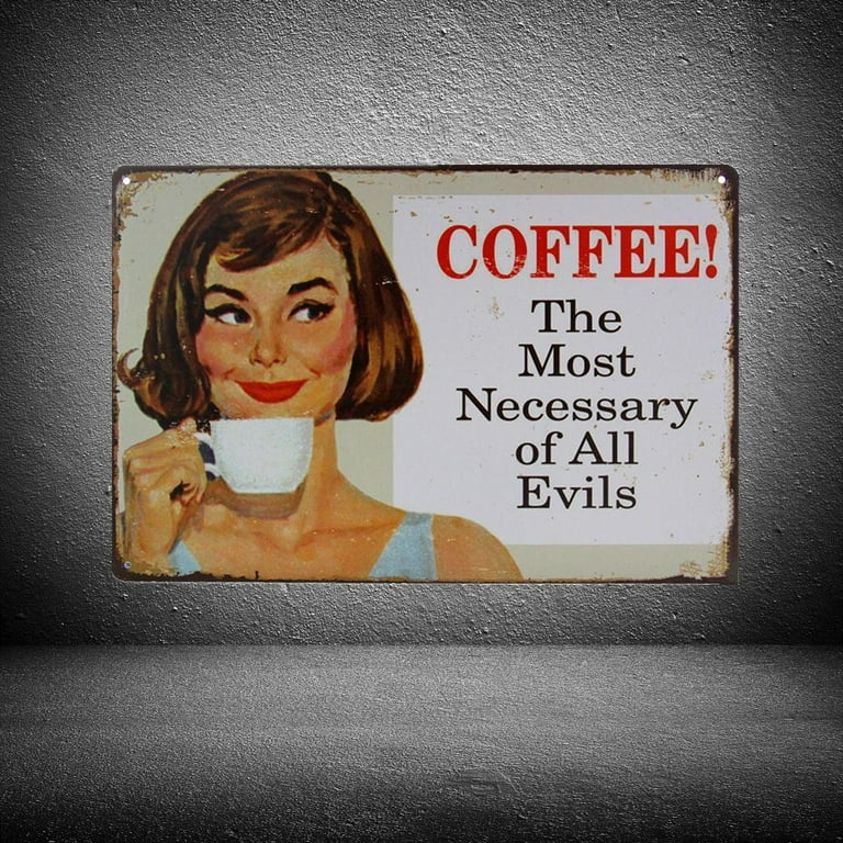 Vintage Coffee Posters And Retro Cafe Metal Signs Set Of