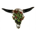 12"L Southwestern Steer Cow Skull With Ropes And Cactus Blooms Wall ...