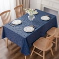 decorUhome Vinyl Tablecloth, Waterproof, Floral, Navy Blue, 60" x 120 ...