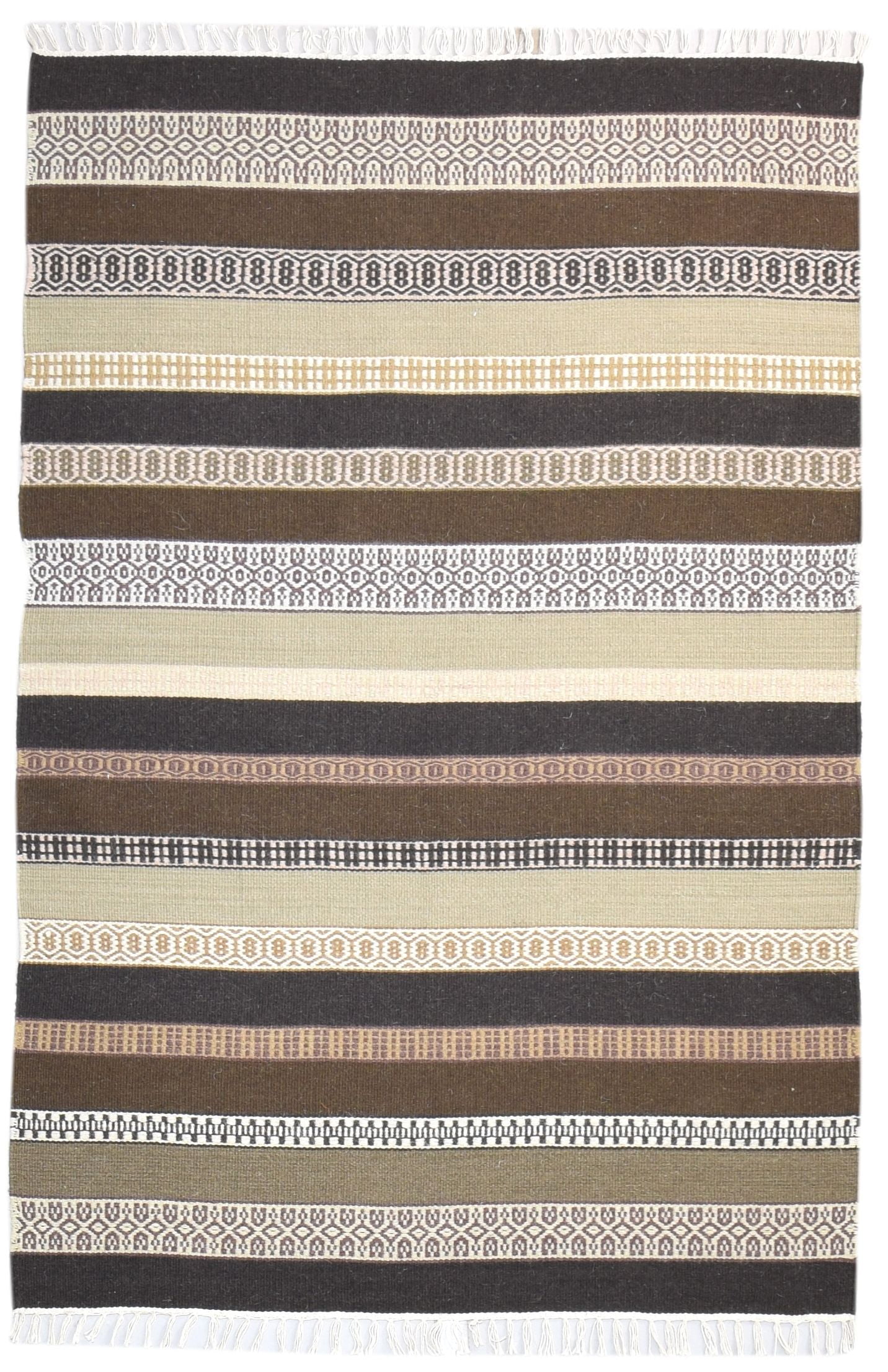Dhurrie Multi Color Wool Rug 4X6 Modern Scandinavian Striped Room Size ...