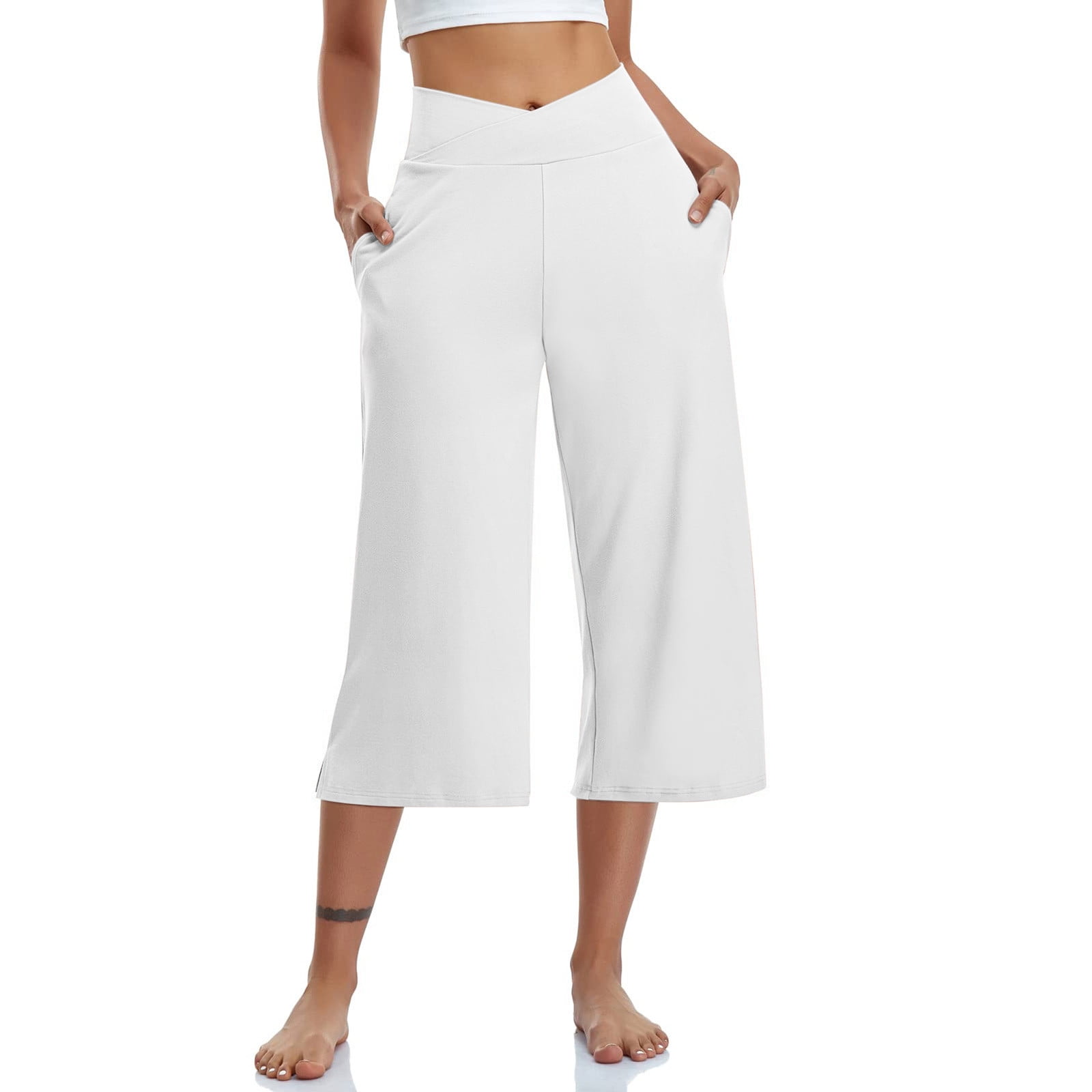 Click here for Timegard Womens Wide Leg Yoga Pants Capris High Wa... prices