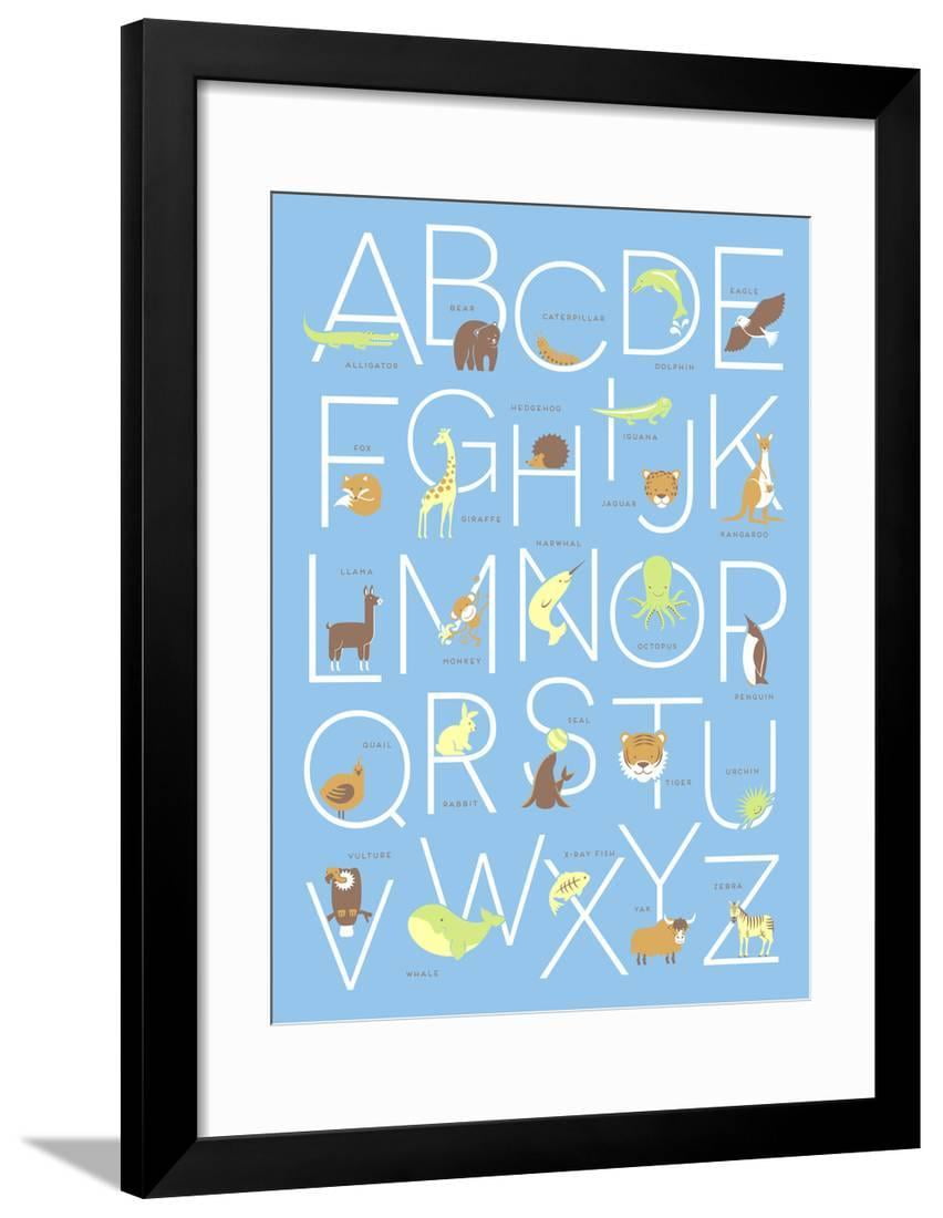 Illustrated Animal Alphabet ABC Poster Design Framed Print Wall Art By ...