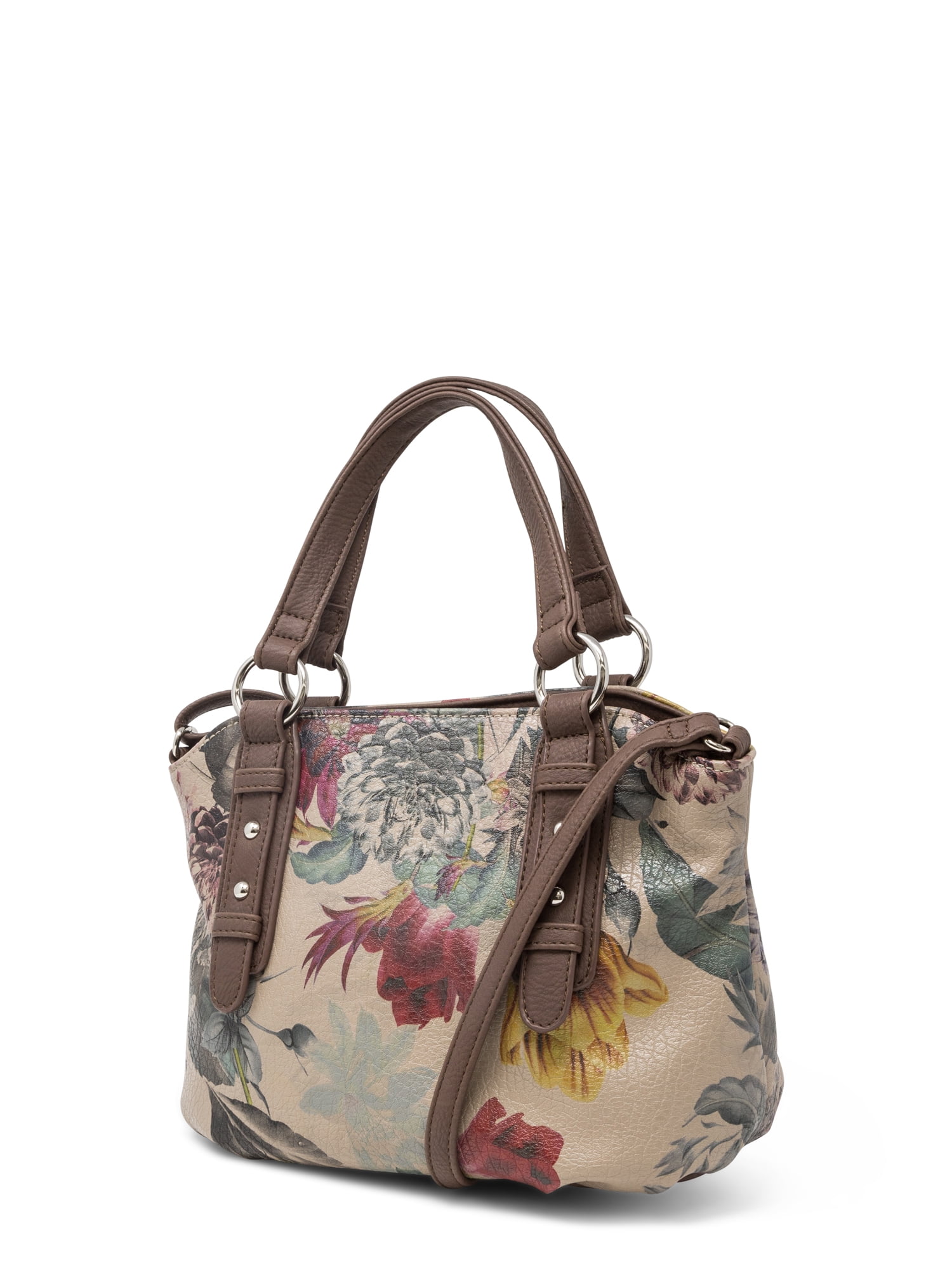 Koltov Vegan Leather Olivia Small Satchel, Dark Taupe/Chocolate ...