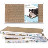 OuMuaMua 3 Pack in 1 Cat Scratch Pad with Box, Double-Sided Reversible Cat Scratch Lounge Bed ...