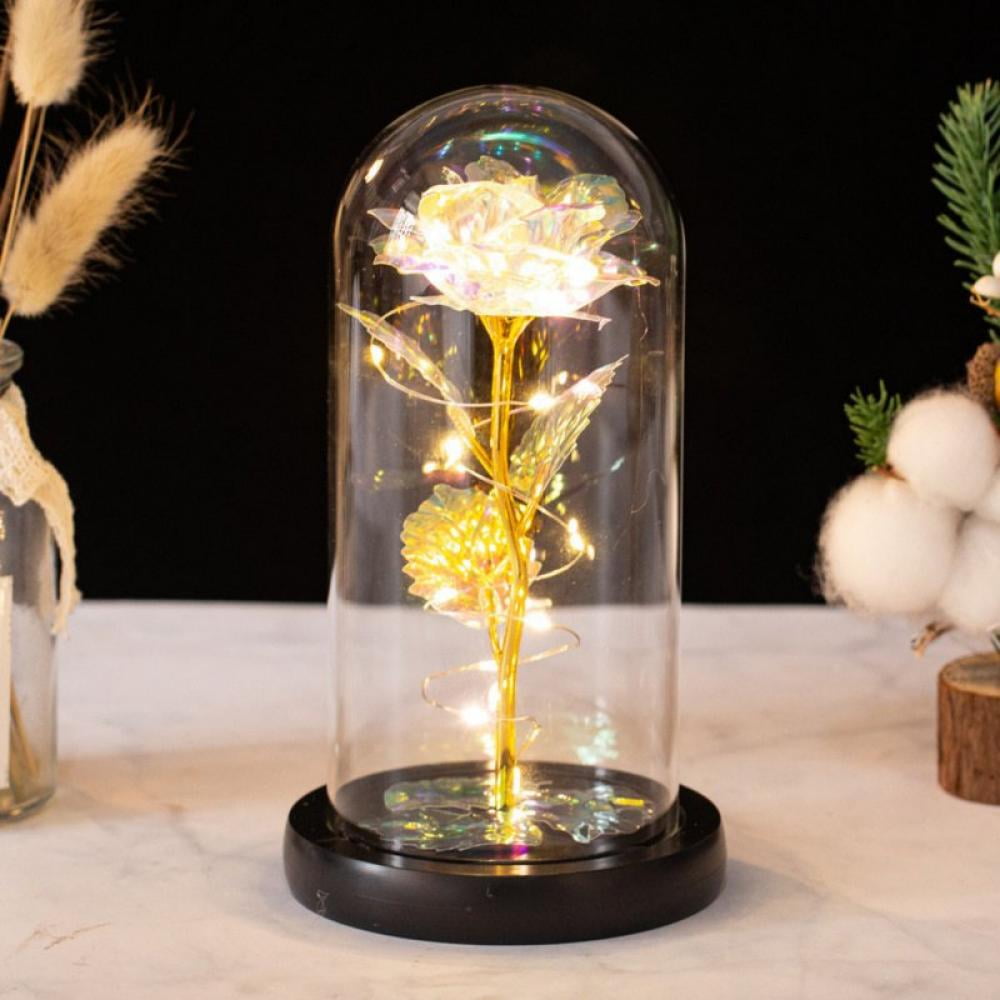 Glass Rose Music Box Gifts for Women, Beauty and the Beast Galaxy ...