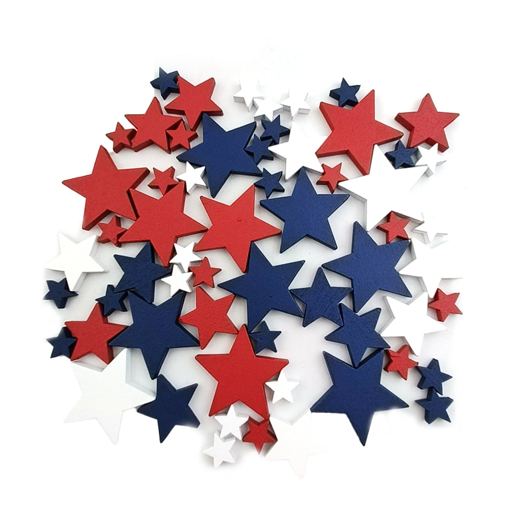 Linyer 120 Pieces Wood Star Mixed Embellishment 10-30mm Handmade Craft ...