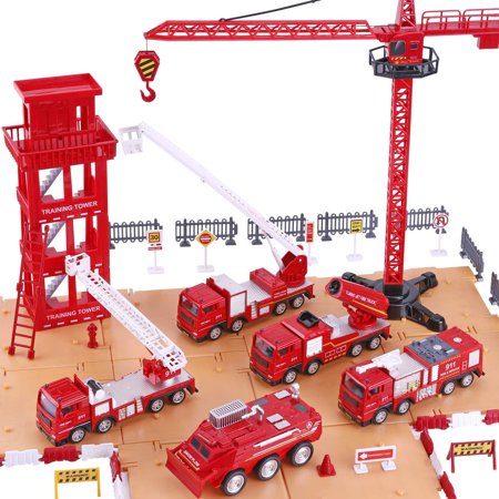 IGUOHAO Kids Fire Truck Toys, Boys Fire Engine Station Site ...