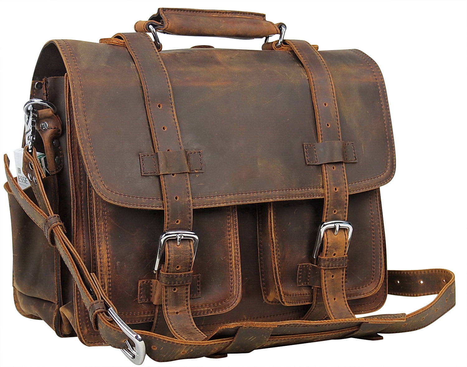 Vagarant Traveler 16" CEO Heavy Duty Full Grain Leather Large Briefcase ...