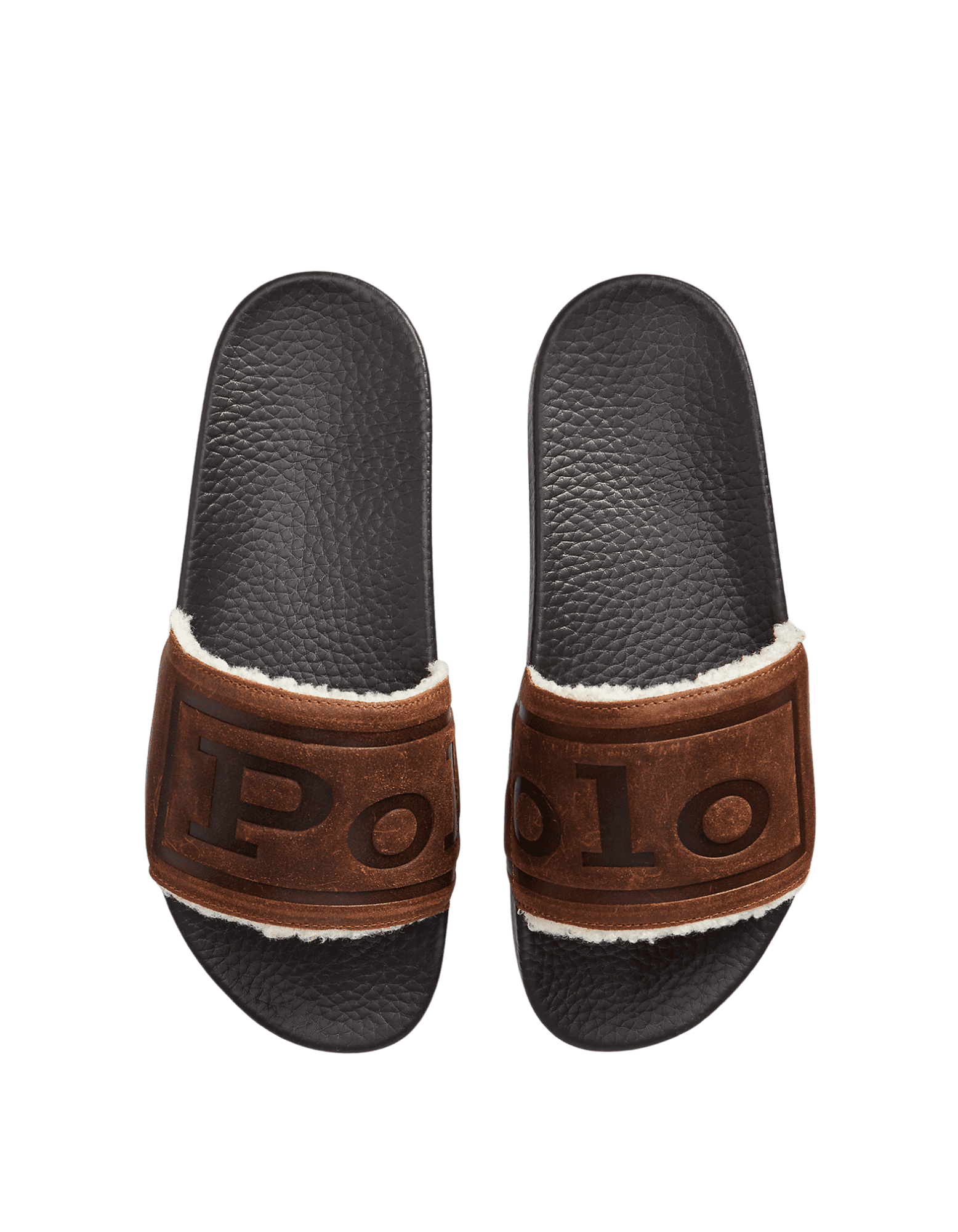 Polo Ralph Lauren Men Faux Sherpa-Lined Suede Polo Slides (Snuff, 13 ...