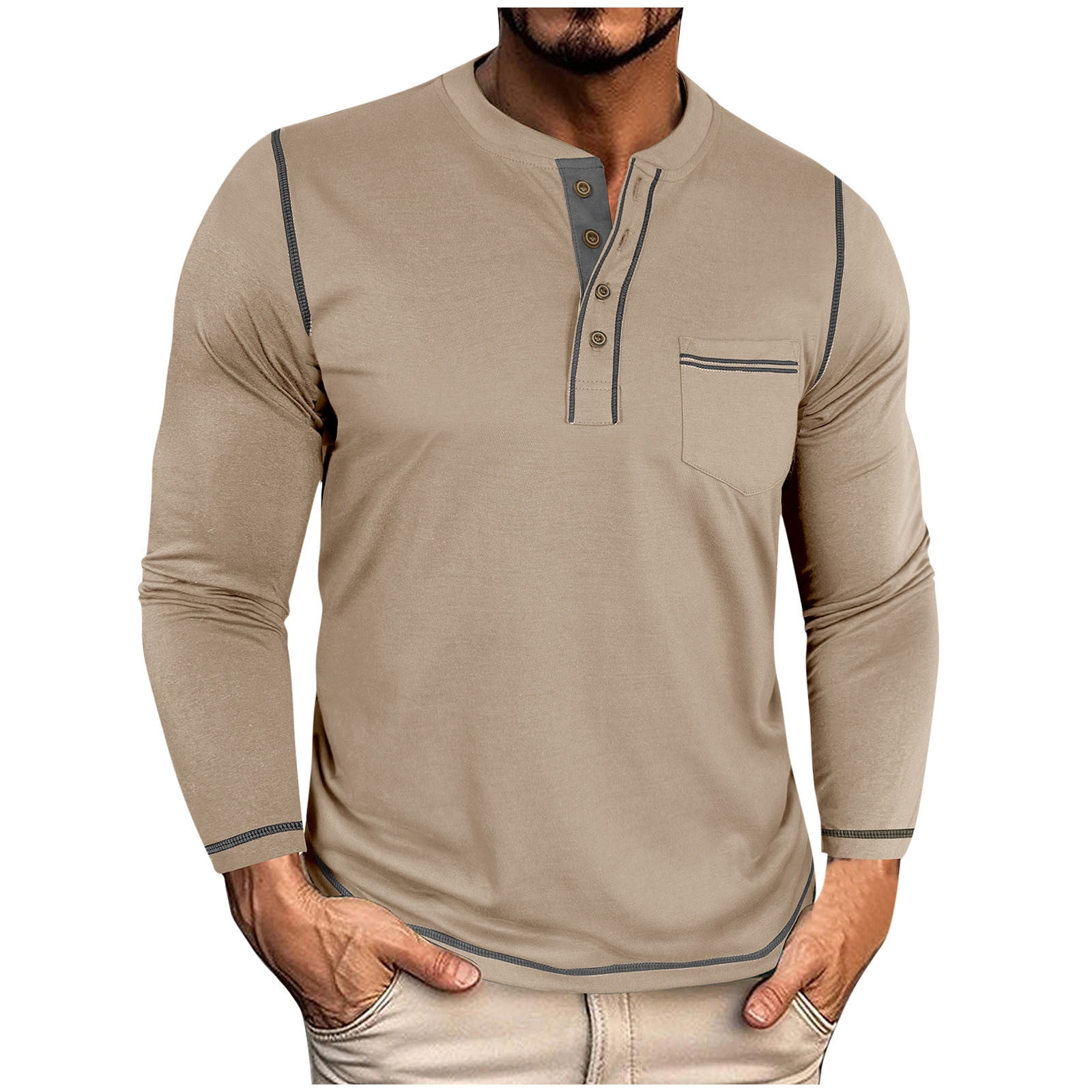 Click here for Zfhfof Mens Casual Henley Shirts Classic Long Slee... prices