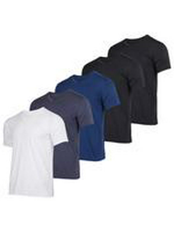 Real Essentials 5 Pack: Men’s V-Neck Dry-Fit Moisture Wicking Active ...