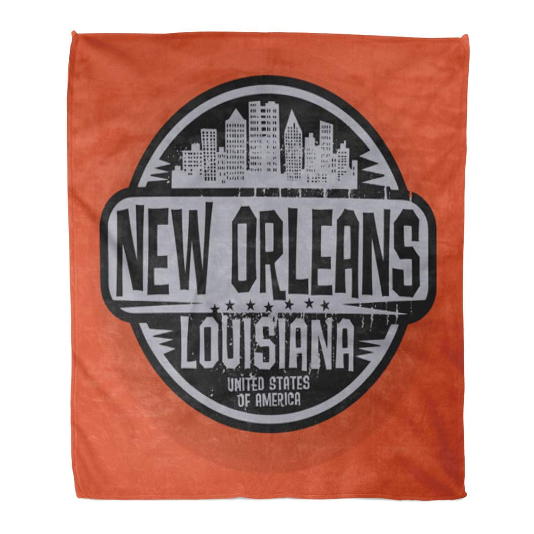 ASHLEIGH Flannel Throw Blanket Abstract Skyline Stamp Label Name of New ...