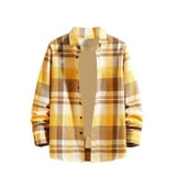 WXLWZYWL Mens Coats Winter Fall 2024 Plaid Shirt Loose Youth Pointed ...