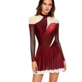MSemis Women's Sparkly Rhinestone Figure Skating Dress Long Sleeve ...