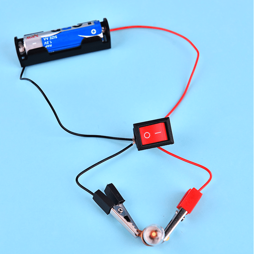 Junsice Electric Circuit Kit Kids Student School Science Light Bulbs Toy Educational Diy the Color Of The Box Is Random
